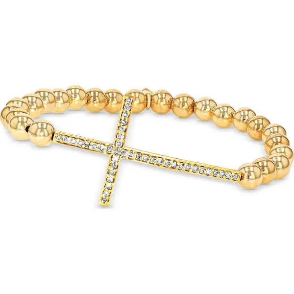 Sheryl Lowe Diamond Cross Bali Bead Bracelet