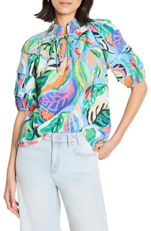 NIC+ZOE Island Beat Smocked Collar Top