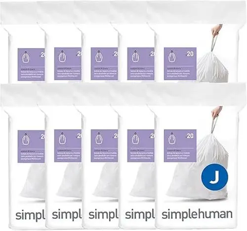 SIMPLEHUMAN Code J Custom Fit Liners With Quick Dispense Packs - 200 Liners