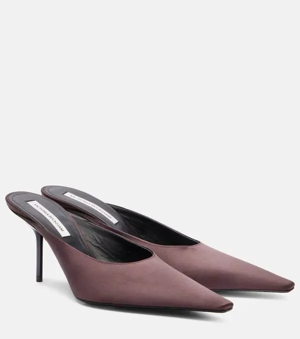 Victoria Beckham Satin Mules - Brown