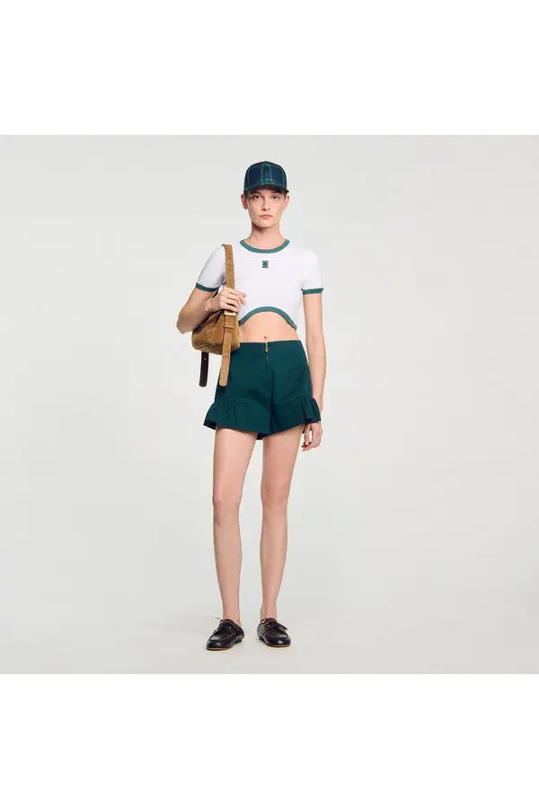Sandro Two-tone Cropped T-shirt