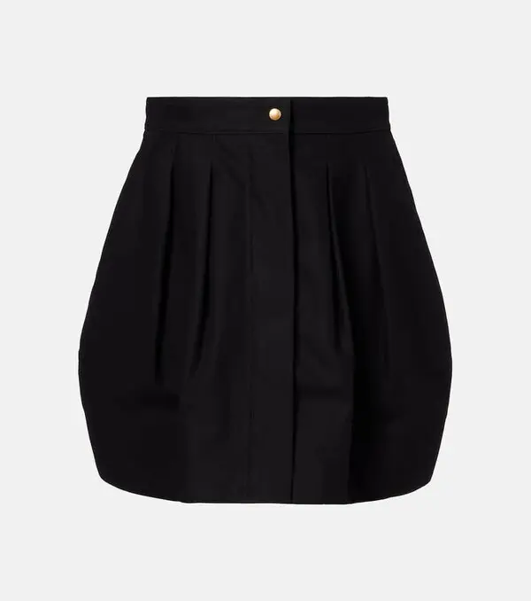 Max Mara Pleated Cotton Twill Miniskirt