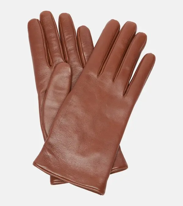 Saint Laurent Leather Gloves - Brown