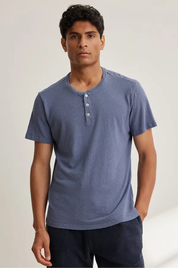 Velvet By Graham & Spencer Lionel Linen Cotton Henley - Natural