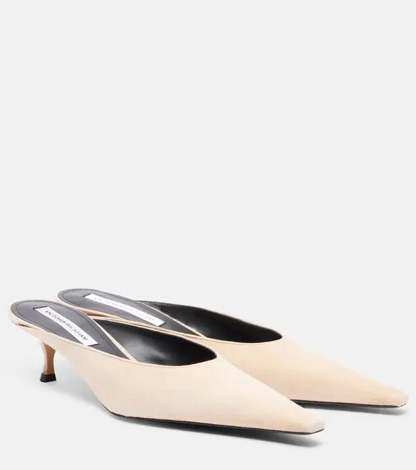Victoria Beckham 45 Suede Mules - Beige