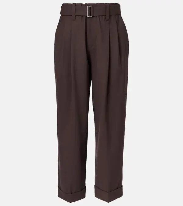 Brunello Cucinelli Belted Wool-blend Wide-leg Pants
