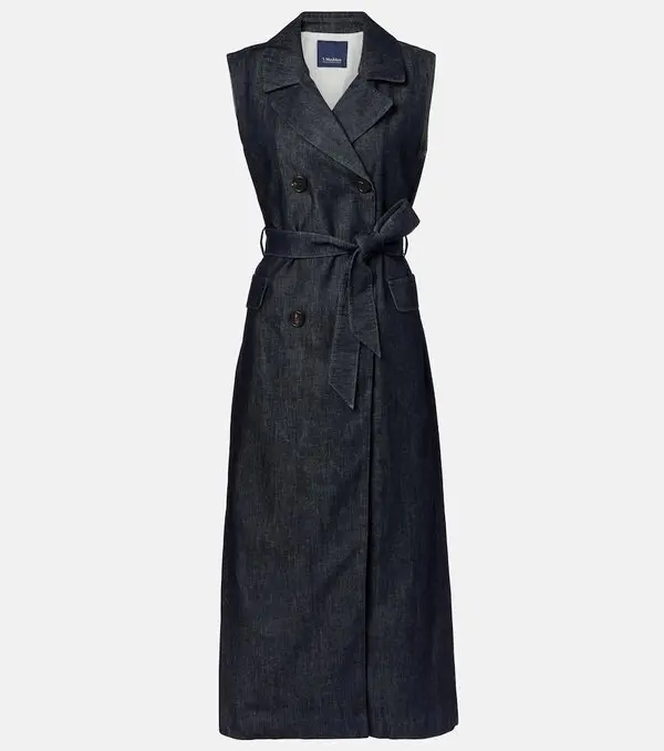 Max Mara Greta Belted Denim Maxi Dress - Blue