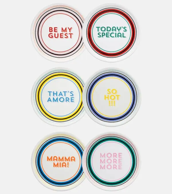 BITOSSI Set Of 6 Porcelain Pizza Plates