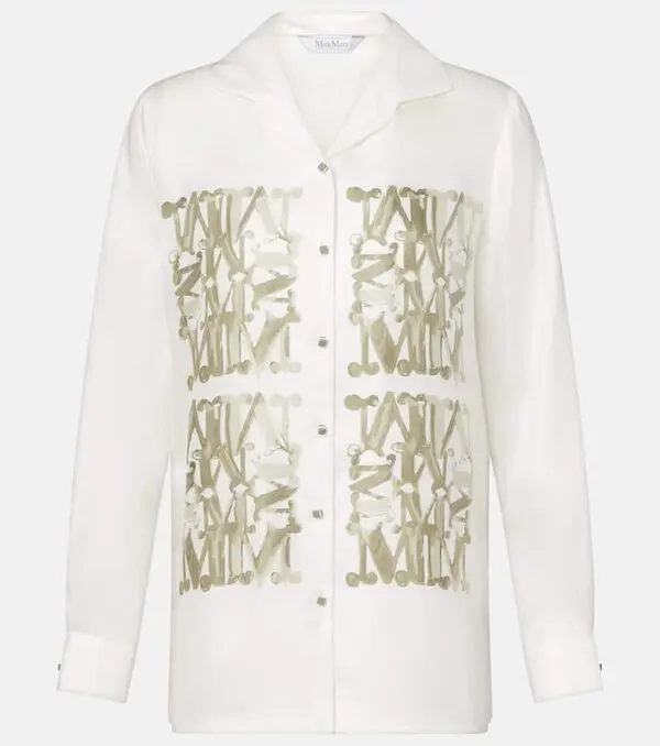 Max Mara Printed Silk Shirt - White