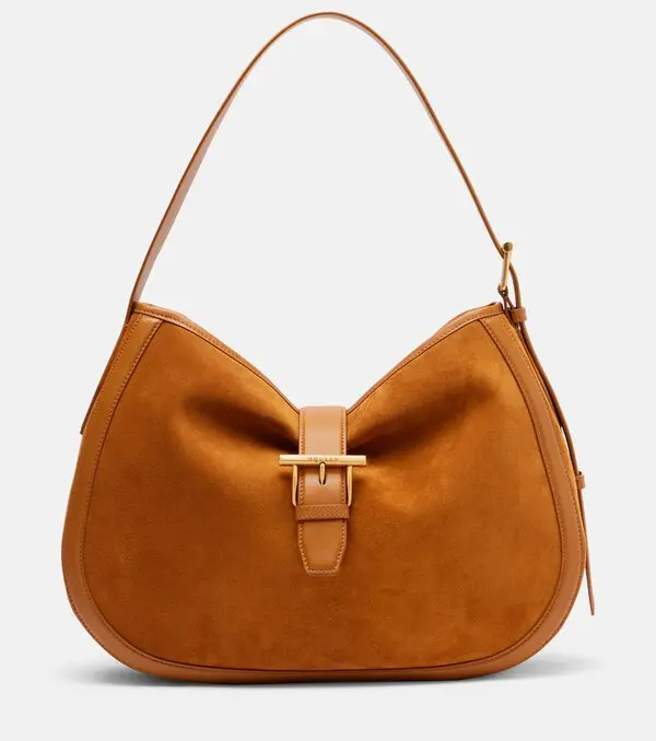 Alexander McQueen T-bar Medium Suede Shoulder Bag - Brown