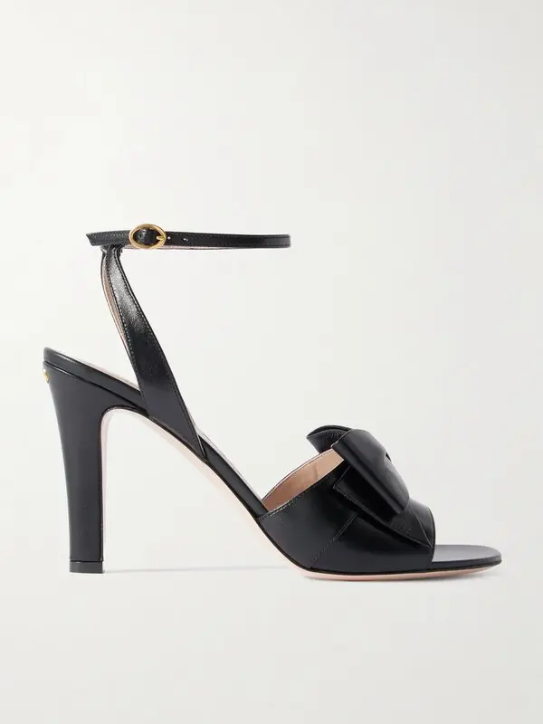 Valentino Garavani Bowow 95 Bow-detailed Leather Sandals - Black