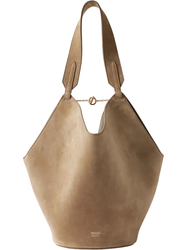 Khaite Lotus Small Suede Tote - Neutrals