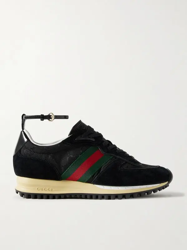 Gucci Nora Webbing And Leather-trimmed Sneakers - Black