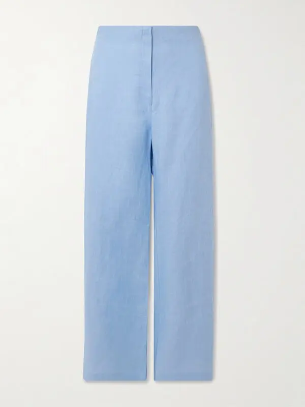 ANDRES OTALORA Poesia Wide-leg Linen Pants - Blue
