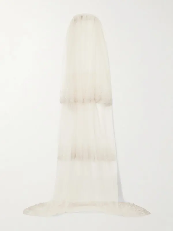 CLIO PEPPIATT Tiered Embellished Tulle Veil