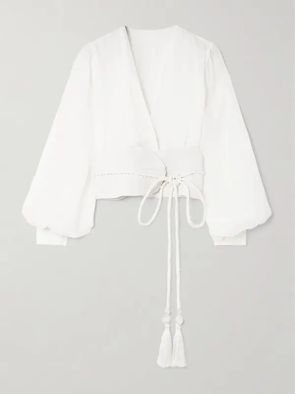 ANDRES OTALORA La Costa Braid-trimmed Linen Blouse