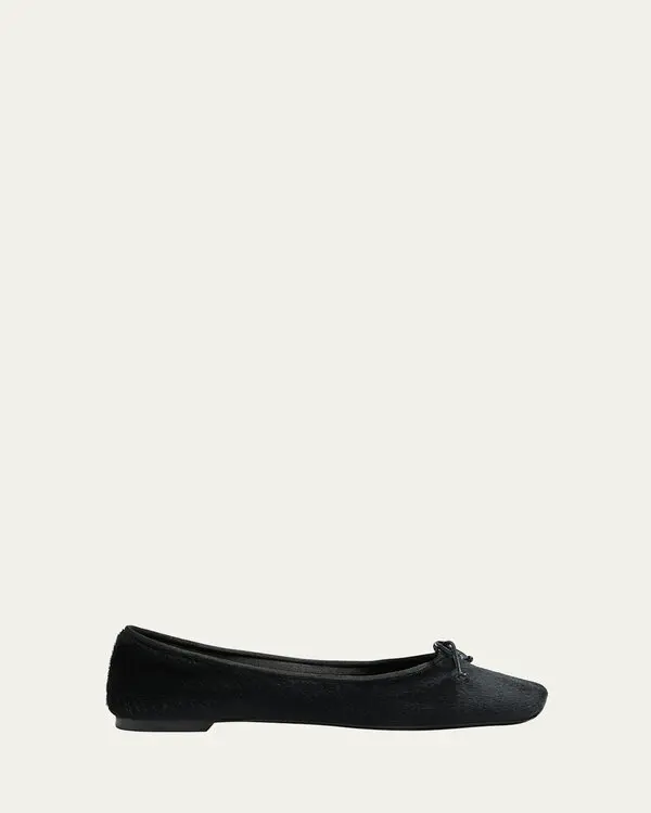 Khaite Charlotte Pony Hair Ballerina Flats - Black