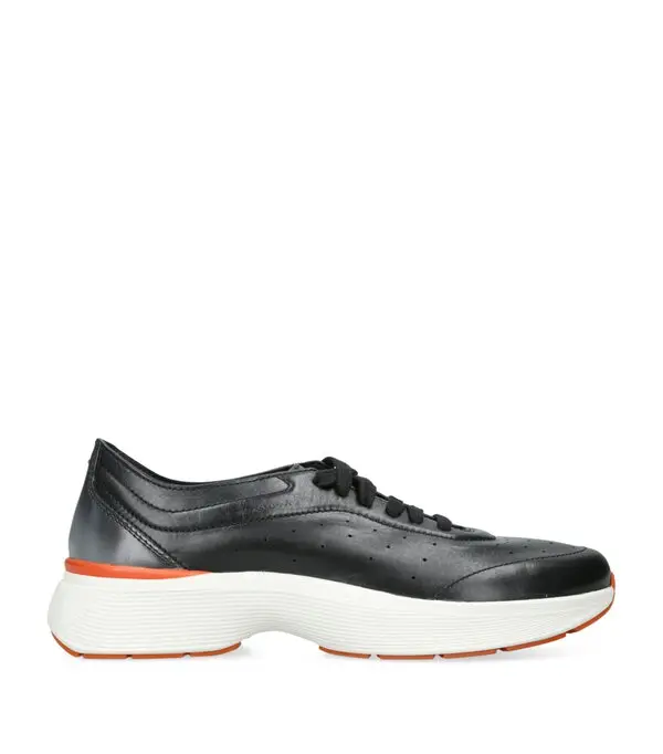 Santoni Leather Easy Bounce Sneakers - Black