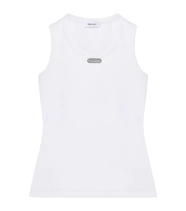 Alexander McQueen Cotton Logo-plaque Tank Top - White