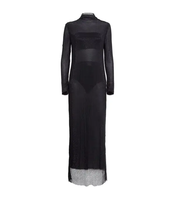 Camilla And Marc Rhinestone Embellished Mesh Lunette Maxi Dress