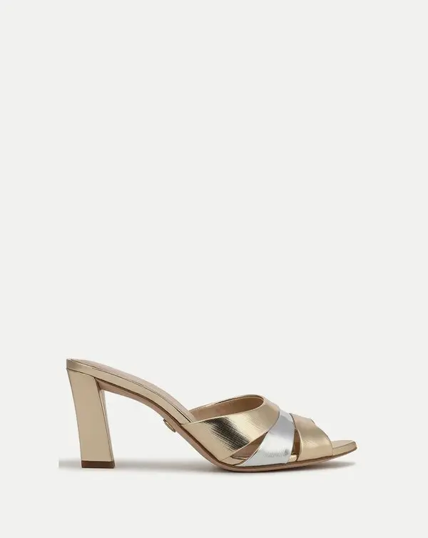 Veronica Beard Cassiel Metallic Slide Sandal - Gold/silver