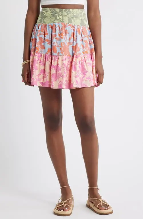 Treasure & Bond Tiered Linen-blend Miniskirt
