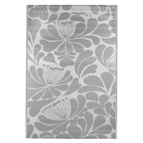 NORTHLIGHT 4' X 6' And Off White Floral Rectangular Outdoor Area Rug