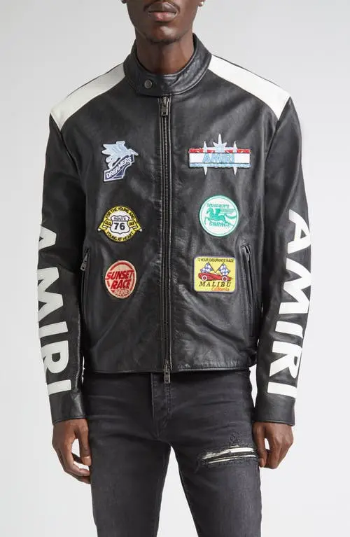Amiri Patches Leather Racer Jacket