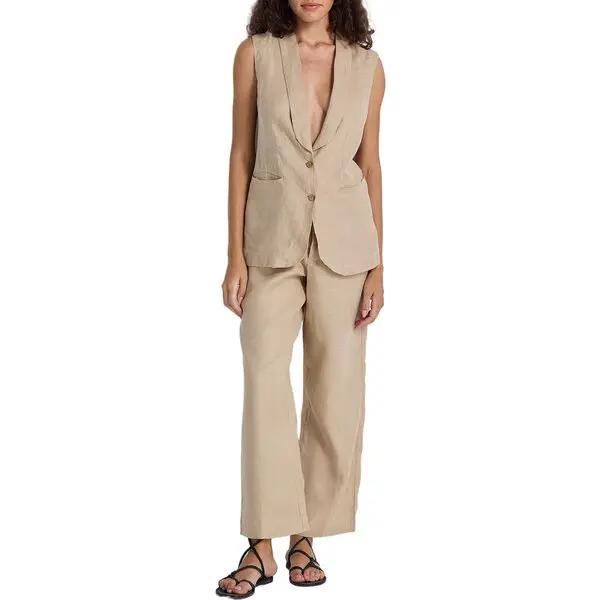 REISTOR Wide-leg Hemp Pants - Neutral Beige