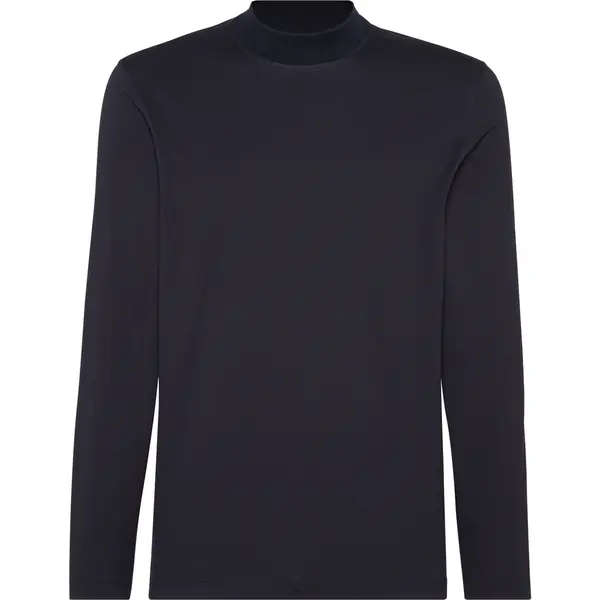 Brunello Cucinelli Jersey Mock Neck T-shirt - Navy Blue