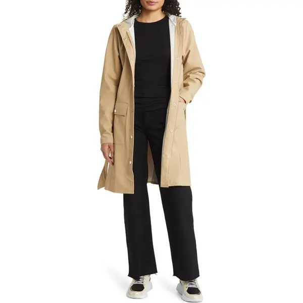 Rains Curve Waterproof Belted Jacket - Sand