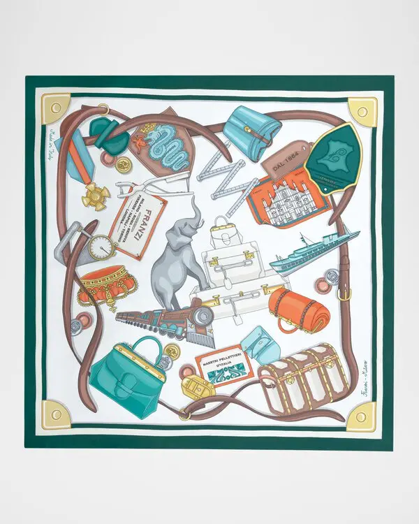 FRANZI Printed Silk Twill Square Scarf - Franzi Green