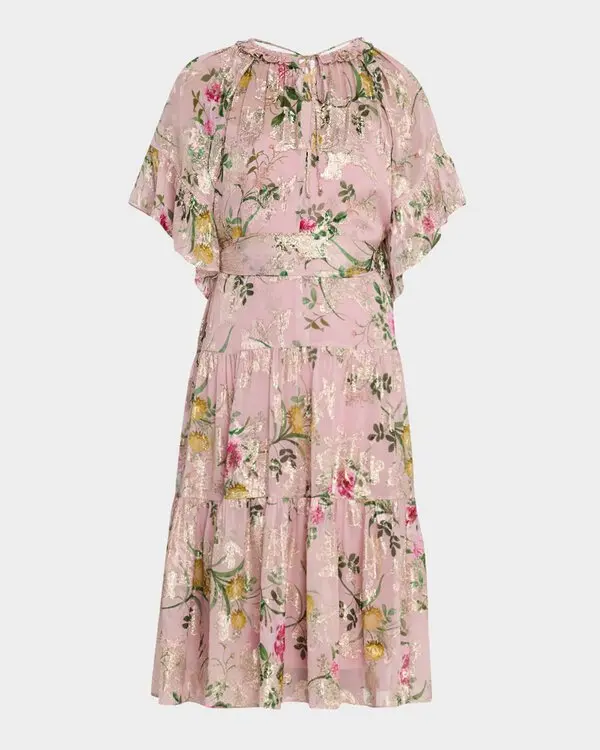 Kobi Halperin Chase Tiered Floral-print Fil Coupé Dress