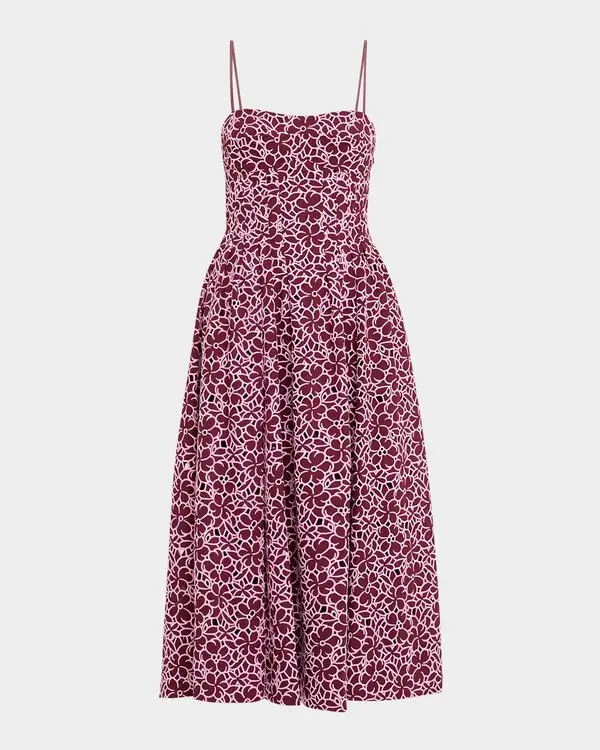 Simkhai Kittiya Embroidered Sleeveless Midi Dress - Sangria Multi