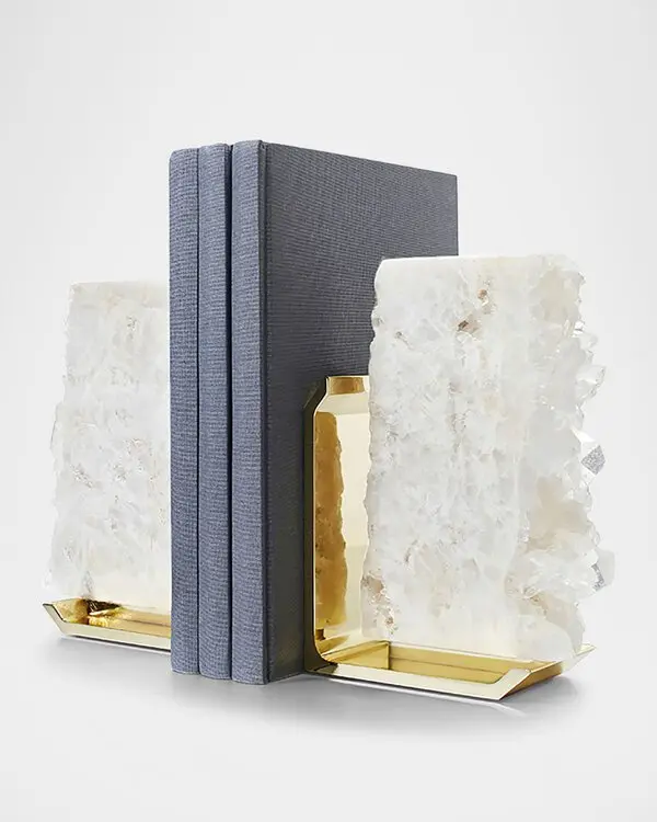 ANNA NEW YORK Fim Crystal Quartz Bookends, Set Of 2 - Gold