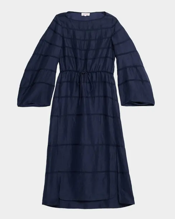 Rosie Assoulin Ribbon Striped Midi Caftan Dress - Navy