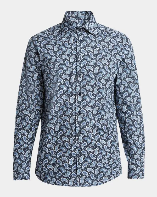 Etro Paisley Stretch Sport Shirt - Blue Print 2