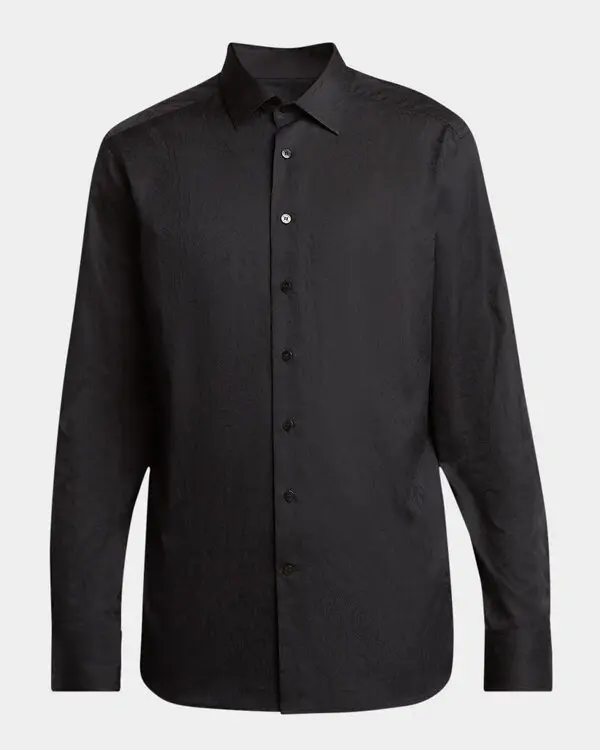 Etro Cotton Paisley Jacquard Sport Shirt - Black