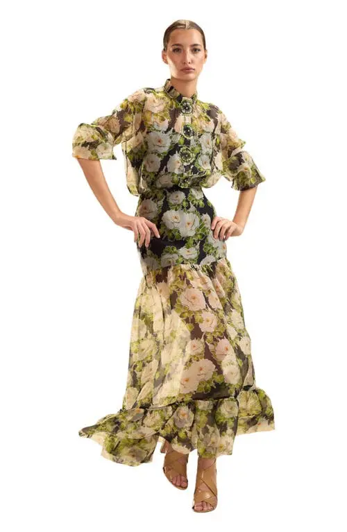 Cynthia Rowley Silk Organza Tiered Skirt