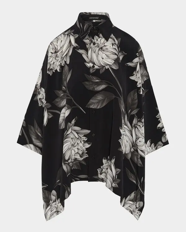 Eskandar Large Peony Silk Shirt