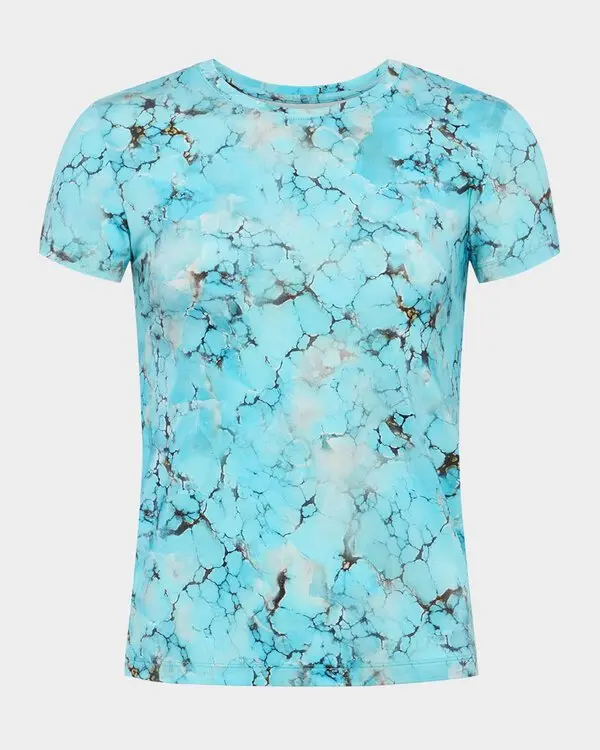 L'Agence Ressi Short-sleeve Tee - Multi Turquoise Stone