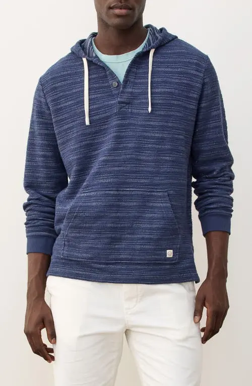Marine Layer Portola Stripe Slub Cotton Blend Beach Hoodie - Navy/ Natural Stripe