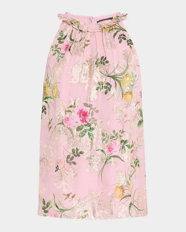 Kobi Halperin Charles Floral Fil Coupe Halter Blouse