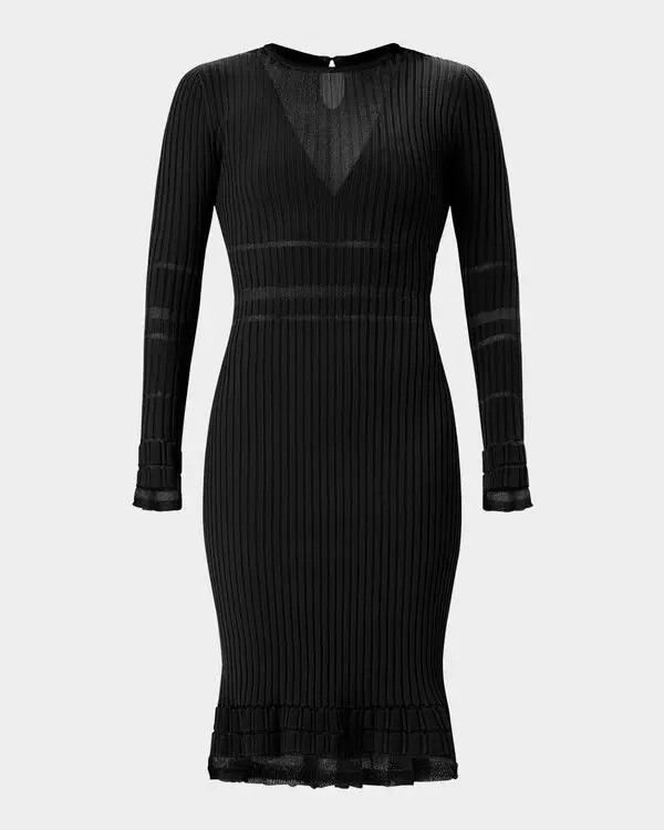 Herve Leger The Connie Ribbed Illusion Bodycon Dress