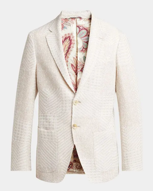 Etro Patchwork Knit Two-button Sport Coat - Lt Ivory