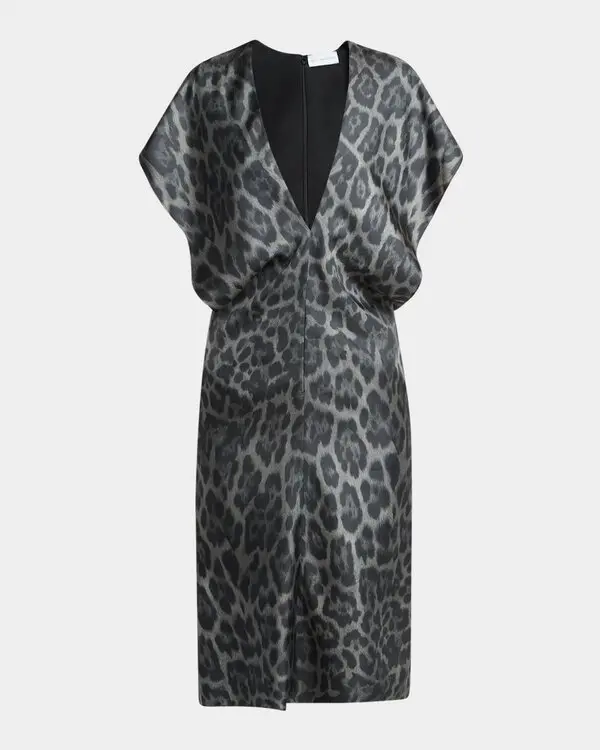 Stella McCartney Leopard Print V-neck Dress