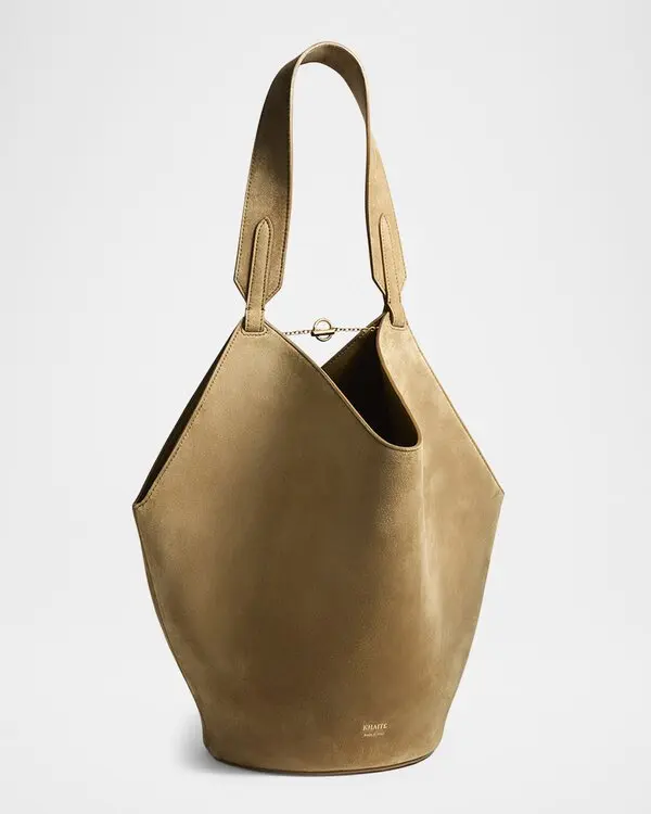 Khaite Lotus Small Suede Tote Bag - Mud