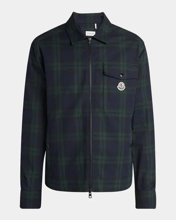 Moncler Plaid Full-zip Shirt Jacket - Black