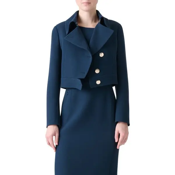 Akris Dana Double Face Wool Crepe Crop Jacket