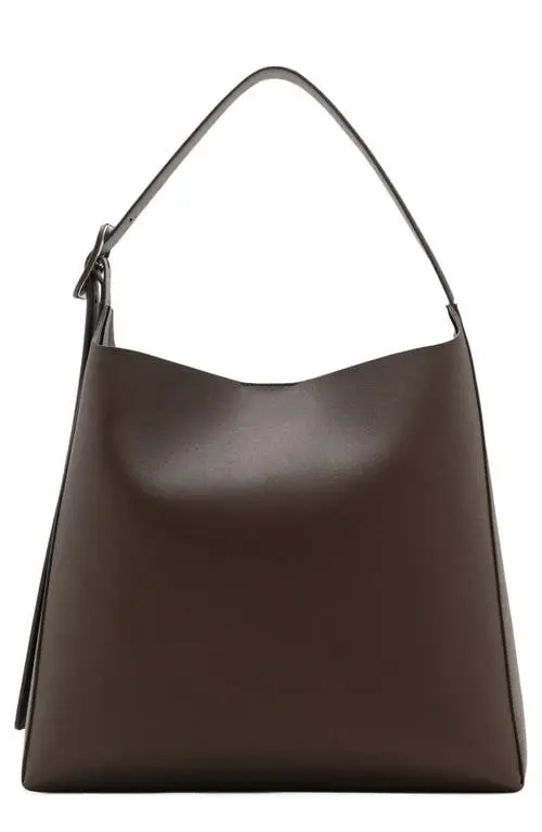 Mango Buckle Faux Leather Shopper Bag - Chocolate
